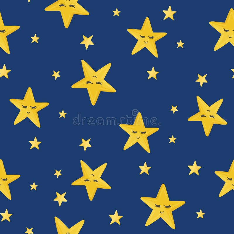 Stars Seamless Pattern in Cartoon Style. Cute Star. Vector Illustration ...
