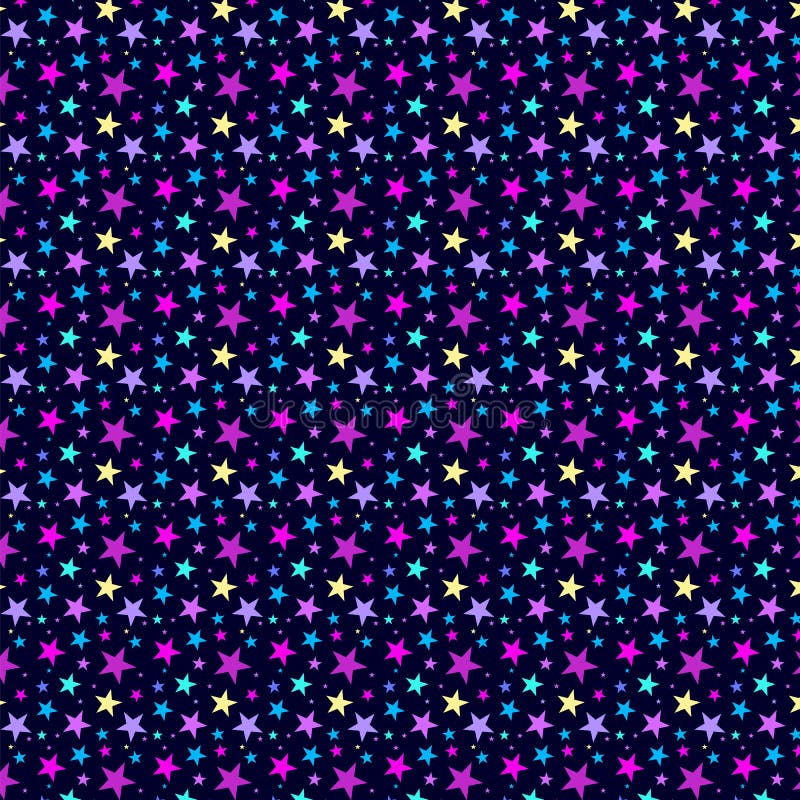 Stars Seamless Pattern. Color Stars on Dark Blue Background for ...