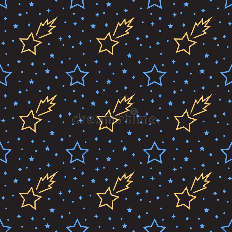 Stars Seamless Pattern. Lines Style Stock Vector - Illustration of ...