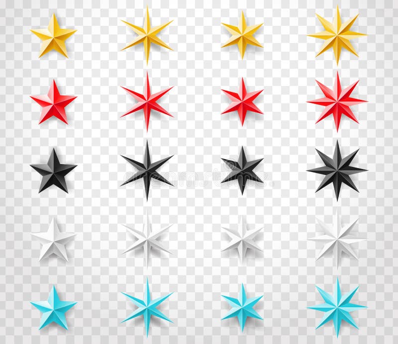 Star Set, Stars Of Different Colors Stock Vector - Illustration of ...