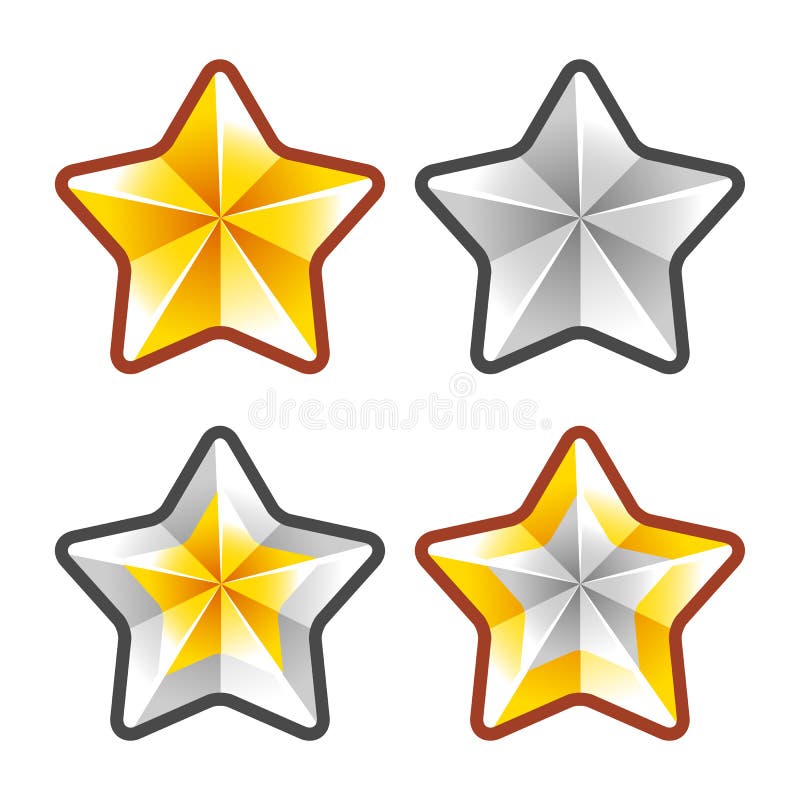 Set of Game Ui Stars, Rate or Gui Design Elements Stock Vector ...