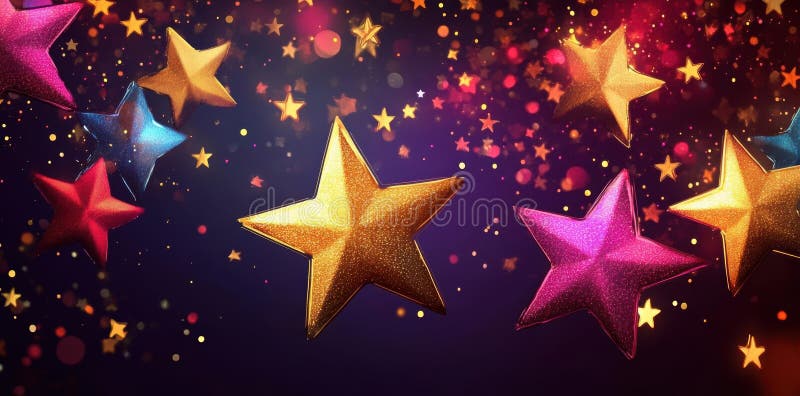 Stars Shine Brightly in Night Sky, Festive Celebration Theme Stock ...
