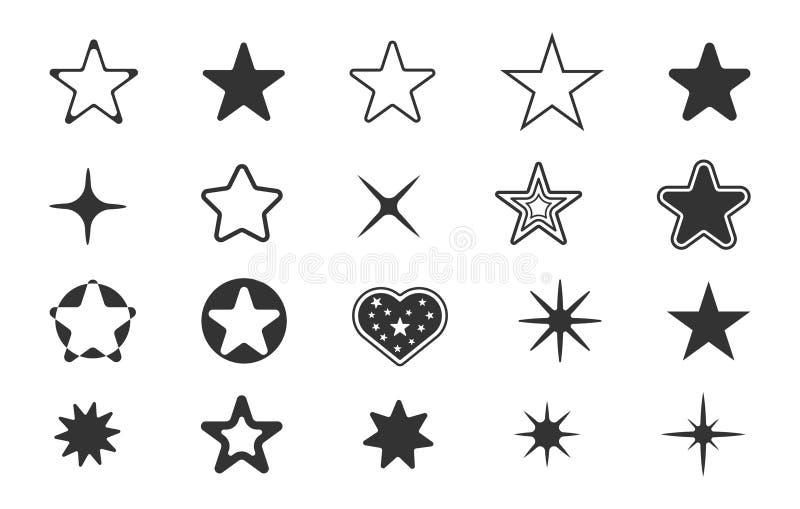 Stars Silhouette, Star Outline, Stars Vector Set, Stars Clipart, Stars ...
