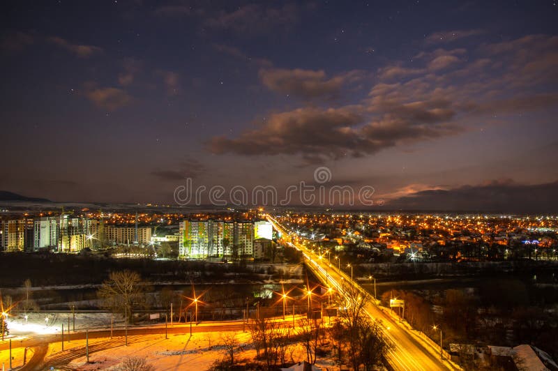 The Stars in the Sky Over the City Stock Image - Image of blue, city ...