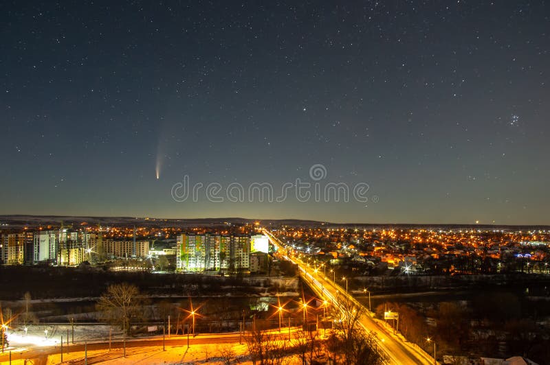 The Stars in the Sky Over the City Stock Photo - Image of outdoors ...