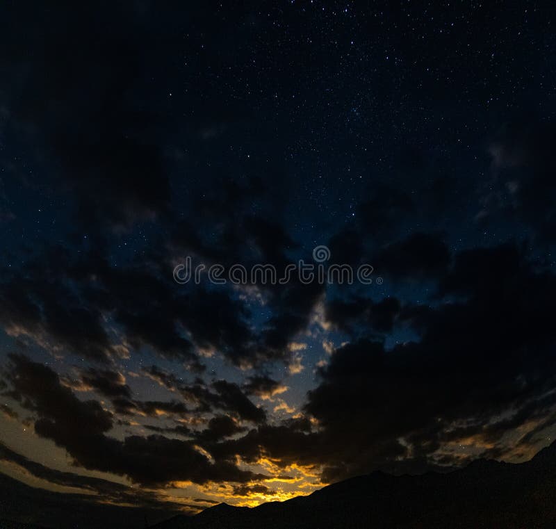 Stars in Sky at Sunset. Sky in the Clouds Stock Image - Image of spring ...