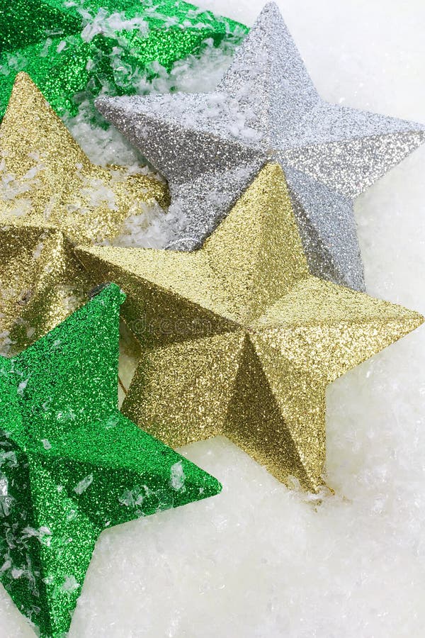Stars on snow stock image. Image of artificial, gold - 11998219