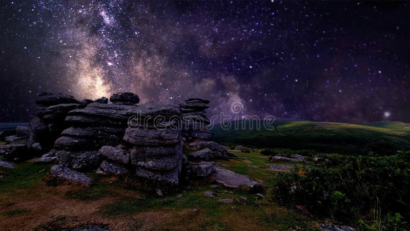 Stars and Space Over Combstone Tor DARTMOOR National Park Devon Uk ...