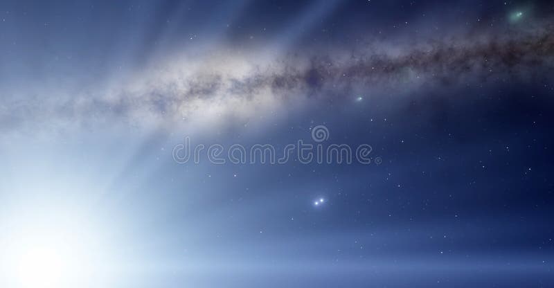Stars and Space in the Sun Light. Sun Rays 3d Illustration Background ...