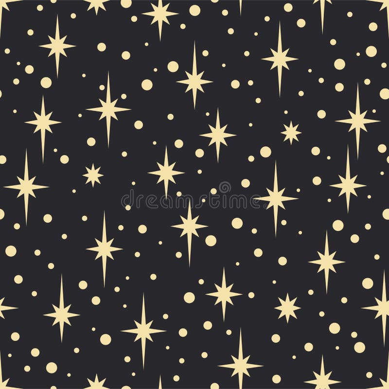 Stars Sparkle Shine Gold Space. Vector Seamless Pattern Stock Vector ...