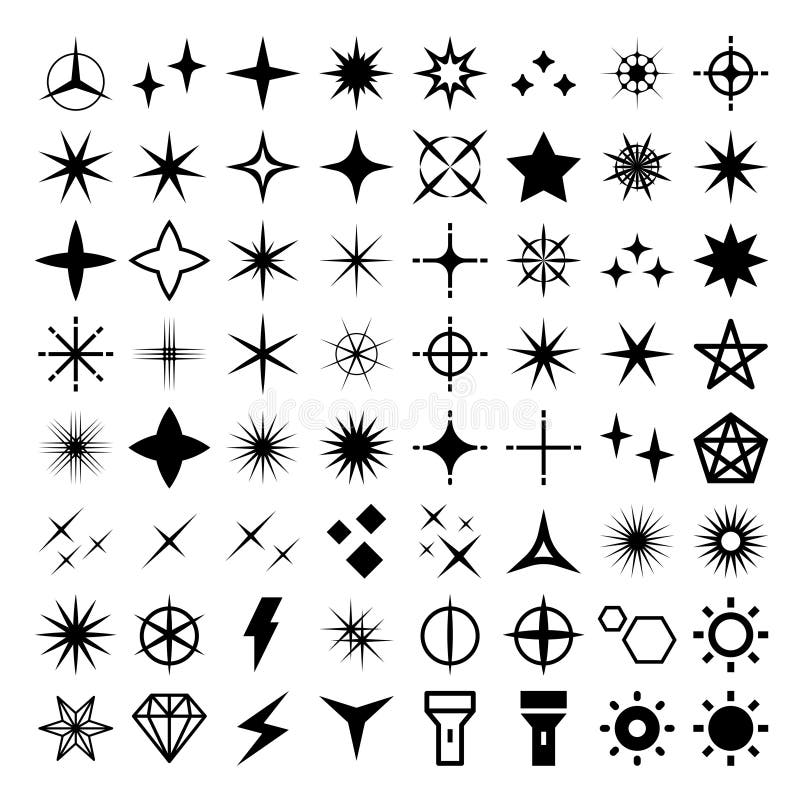 Stars and Sparks. Flash Icon Set Stock Vector - Illustration of vector ...