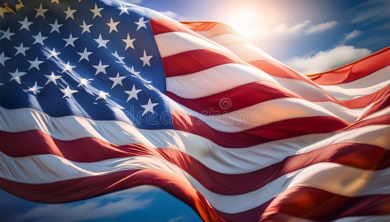 Stars and Stripes Flutter in the Wind. Generative AI Stock Illustration ...