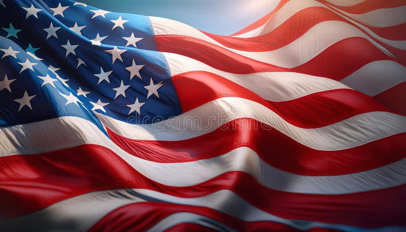 Stars and Stripes Flutter in the Wind. Generative AI Stock Illustration ...