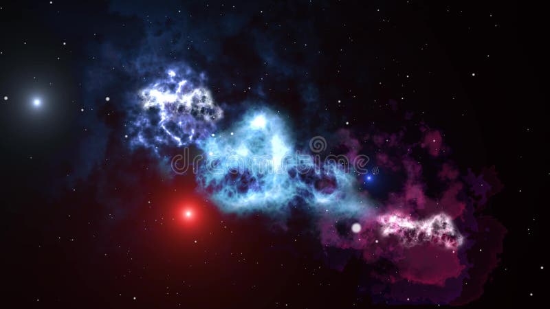 Fly through Stars in the Gas Cloud. Cosmic Nebula in the Form of the ...
