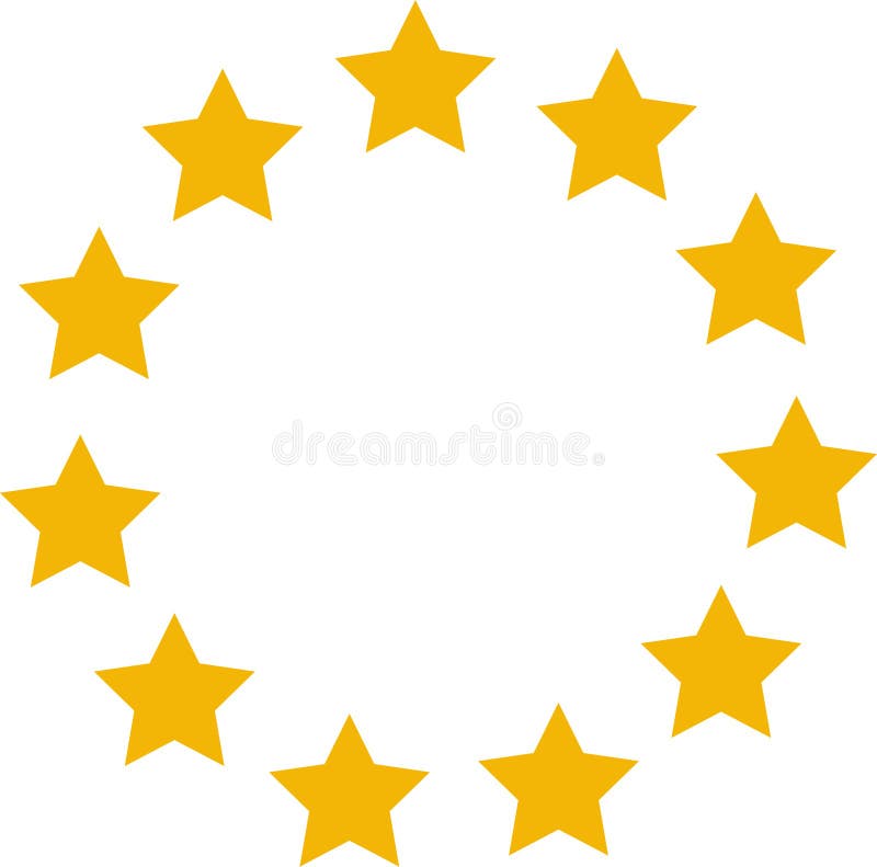 Stars of Various Sizes Arranged in a Circle. Black Star Shape, Round ...
