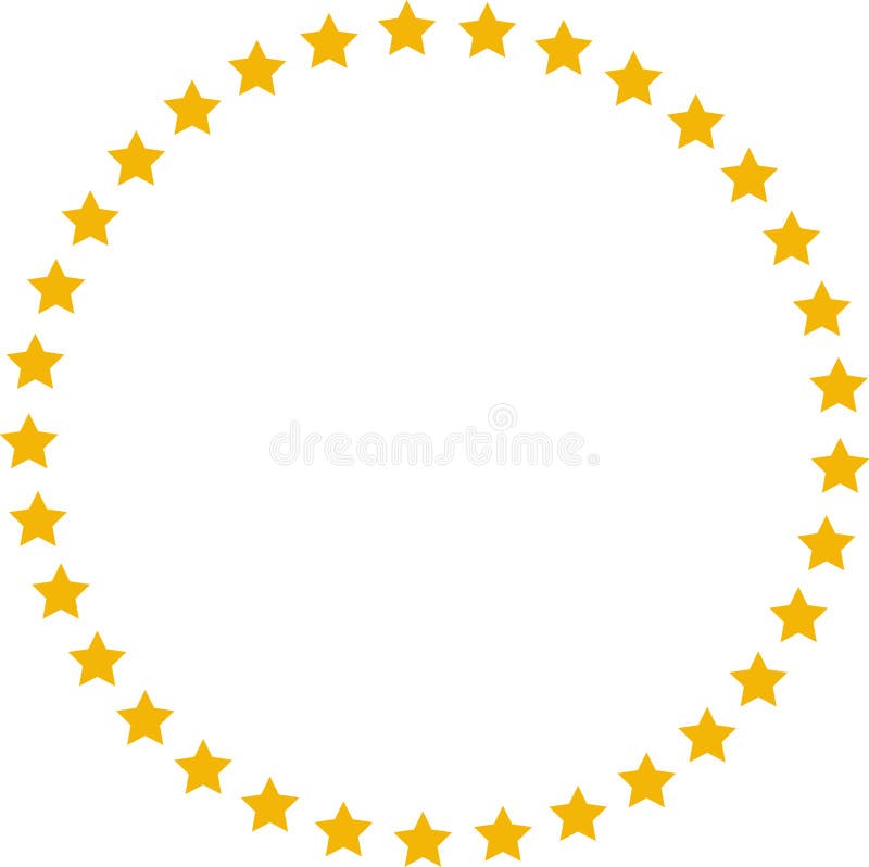 Stars of Various Sizes Arranged in a Circle. Black Star Shape, Round ...
