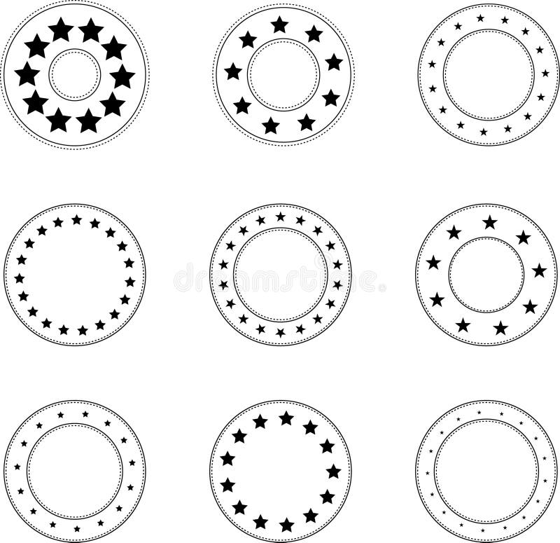 Stars of Various Sizes Arranged in a Circle. Black Star Shape Stock ...