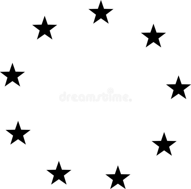 Stars of Various Sizes Arranged in a Circle. Round Frame, Border. Black ...