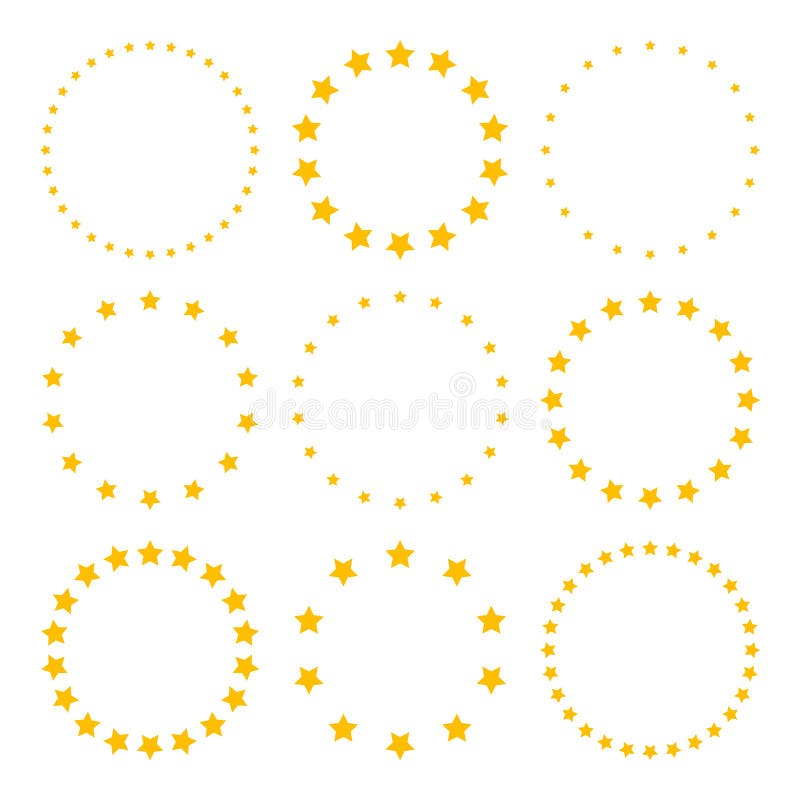Stars of Various Sizes Arranged in a Circle. Round Frame, Border ...
