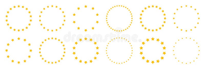 Stars of Various Sizes Arranged in a Circle. Round Frame, Border ...