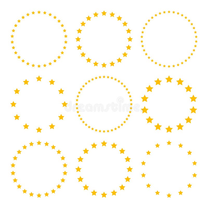 Stars of Various Sizes Arranged in a Circle. Round Frame, Border ...