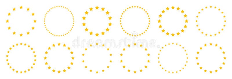 Stars of Various Sizes Arranged in a Circle. Round Frame, Border ...