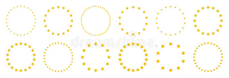 Stars of Various Sizes Arranged in a Circle. Round Frame, Border ...