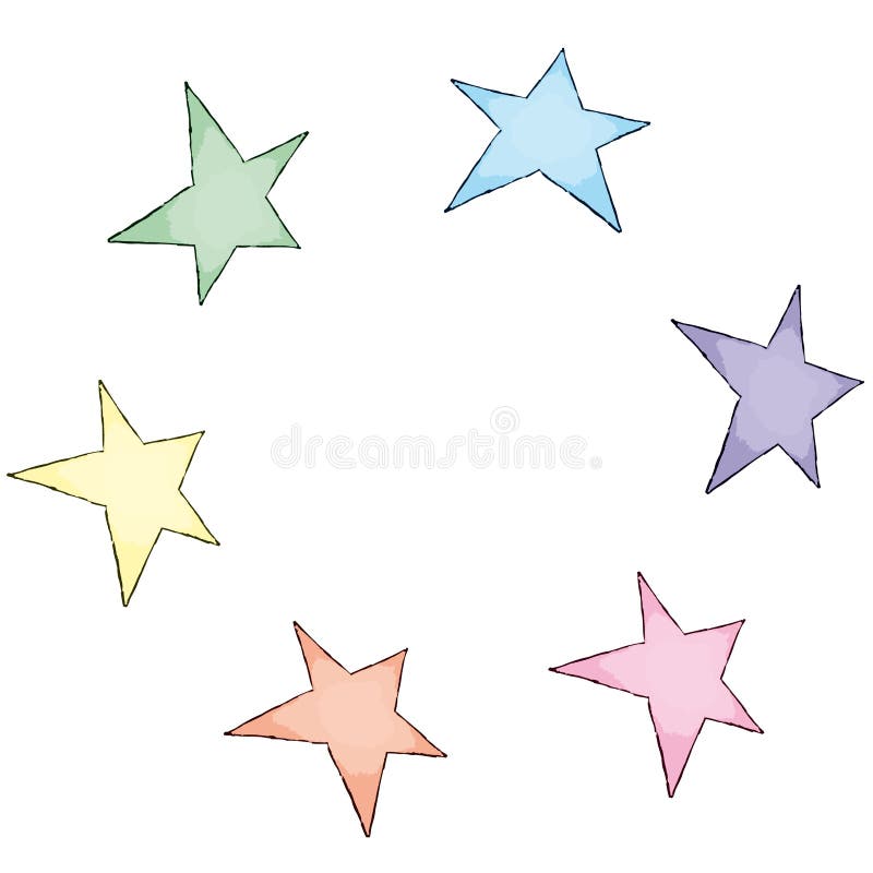 Vector Kawaii Sticker Puck of Cute Hand-drawn Stars Collection. Stock ...
