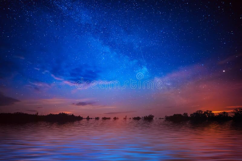 Stars and water stock image. Image of magic, dark, horizon - 91503595