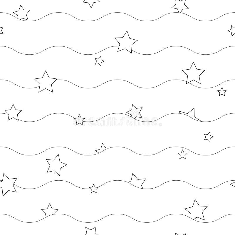 Stars and Waves Seamless Pattern Vector Illustration Stock Vector ...