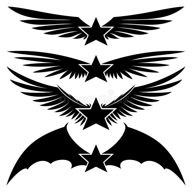 Stars and wings. stock vector. Illustration of icon, symbol - 74712645