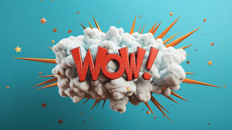 Stars and WOW! Exclamation in a Comic Book Explosion, Vintage 1950s ...