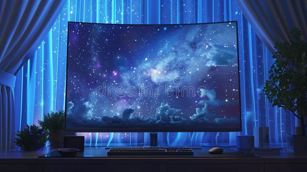 Cosmic Computer Desktop Background PC Screen Desk Stock Illustration ...