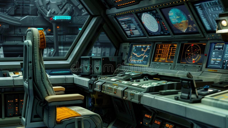 Military Intelligence Control Command Room Center Inside Spaceship ...