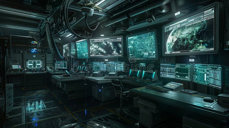 Military Intelligence Control Command Room Center Inside Spaceship ...