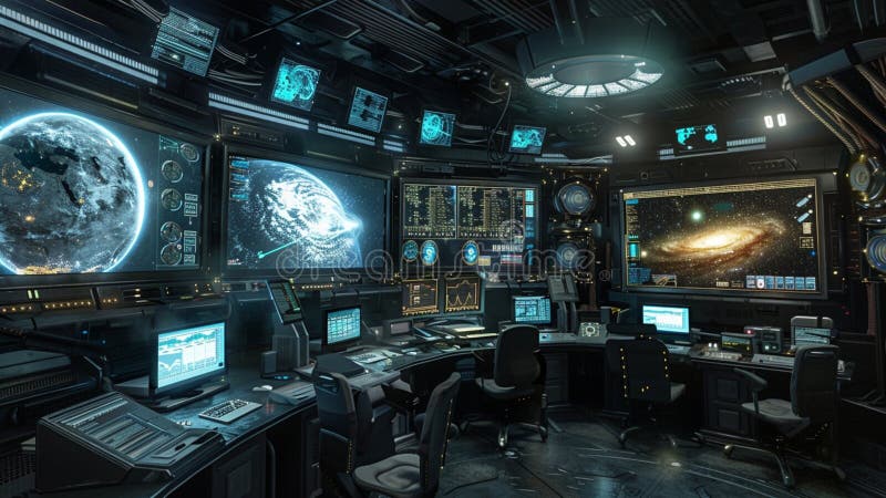 Military Intelligence Control Command Room Center Inside Spaceship ...