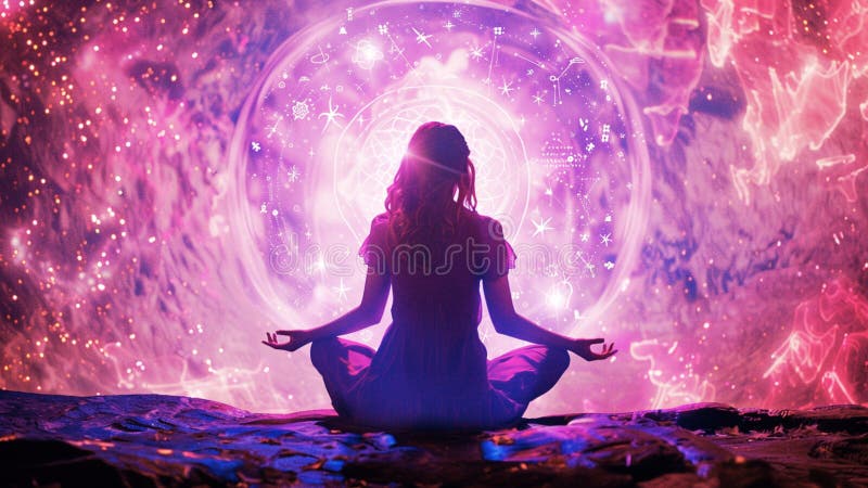 Gorgeous Cosmic Girl Dark Back Silhouette in Stunning Spiritual Magical ...