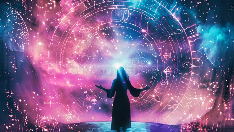 Gorgeous Cosmic Girl Dark Back Silhouette in Stunning Spiritual Magical ...