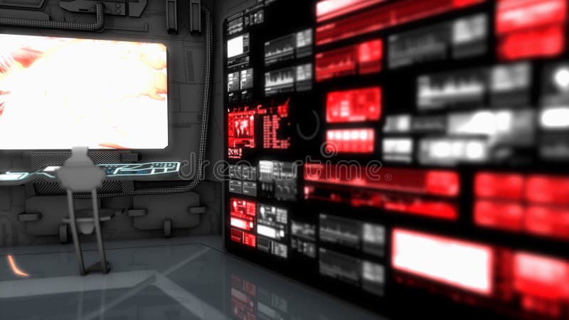 Starship Command Room, Science Fiction Spaceship Control Room. Stock ...