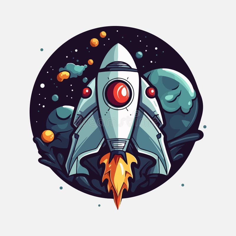 Starship Logo. Space Satelite Retro Shuttle Moon Discovery Logotypes of ...