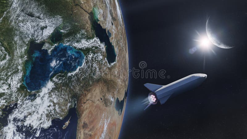 Starship in Low-Earth Orbit. Elements of this Image Furnished by NASA ...