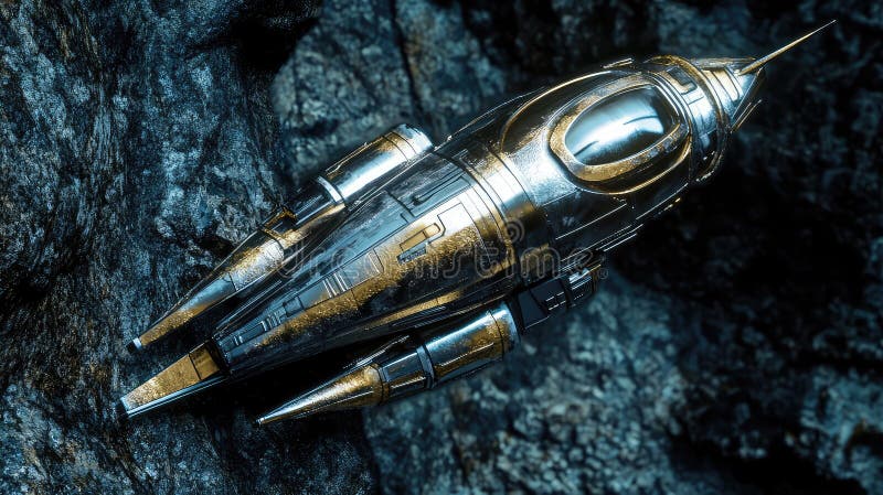 Starship Transforming Metallic Rocket Style Stock Illustration ...