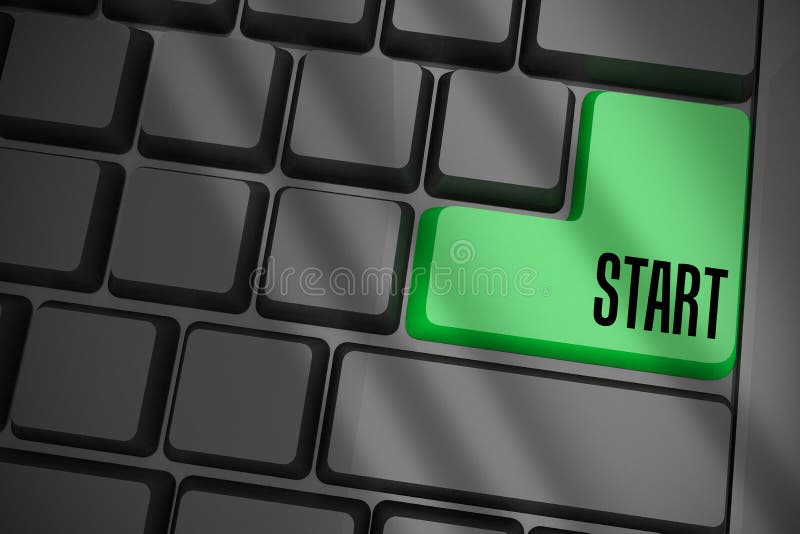 Start on Black Keyboard with Green Key Stock Illustration ...