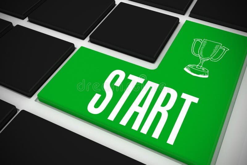 Start on Black Keyboard with Green Key Stock Illustration ...