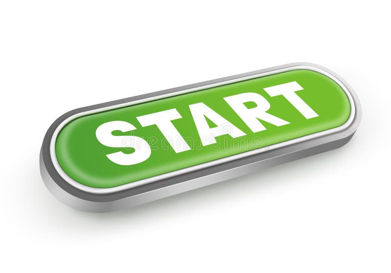 Start button, 3d red. stock vector. Illustration of reflection - 13319456