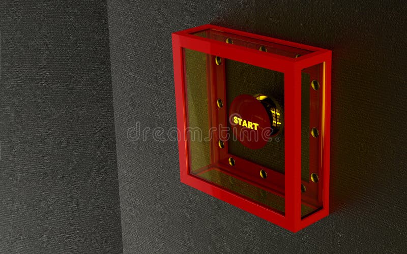 Start Button in Armored Box Stock Illustration - Illustration of media ...