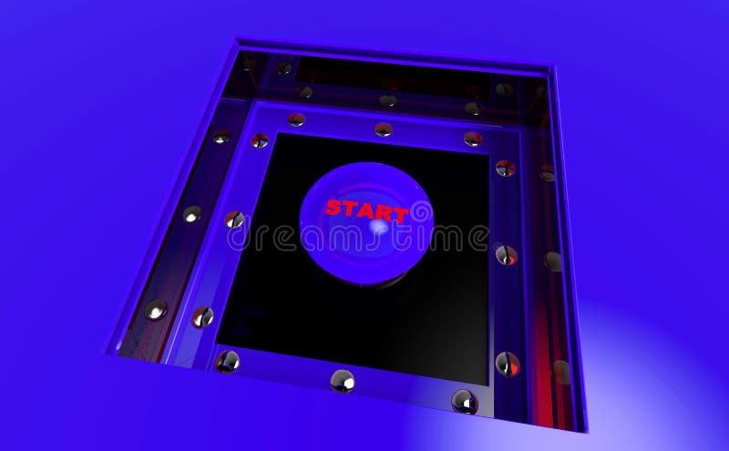 Start button in box stock illustration. Illustration of blue - 198161791