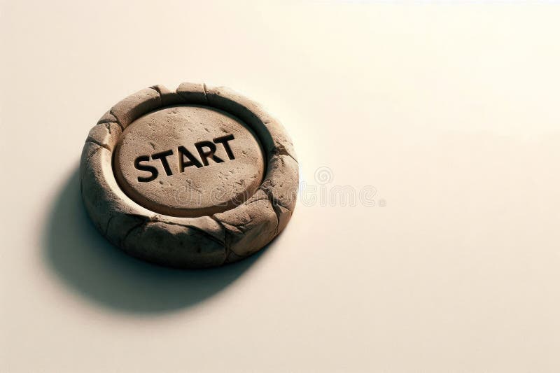The START Button on the Clay Texture. Space for Text. Stock Photo ...