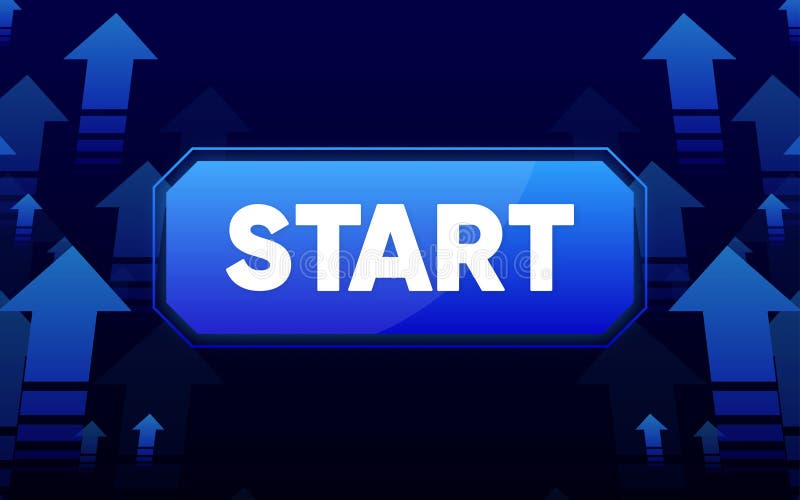 Start Button Floating in Space. Level UP. Futuristic Screen Blue ...