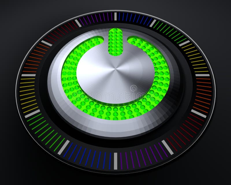 START Button with Glowing Green Lights on Dark Console Stock ...